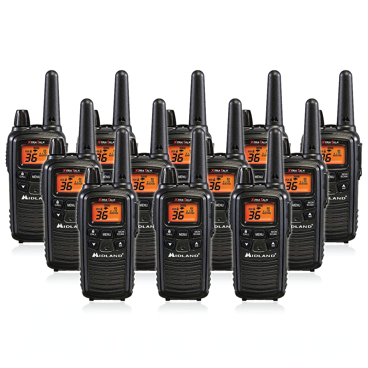 Midland LXT600VP3 36 Channel FRS Two-Way Radio - Up to 30 Mile Range Walkie Talkie - Black (Pack of 12)