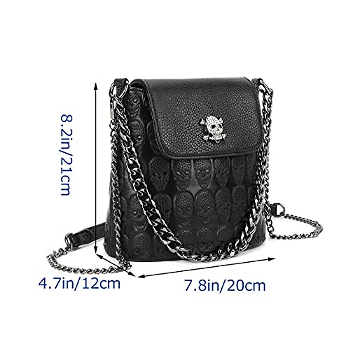 YAQUNICER Women's PU Leather Handbags Tote Satchel Hobo Shoulder Crossbady Bags Skull metal pendant Premium-Black 3