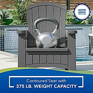 Suncast UV-Resistant Stylish Adirondack Outdoor Backyard Patio Chair with in-Seat Storage, Peppercorn