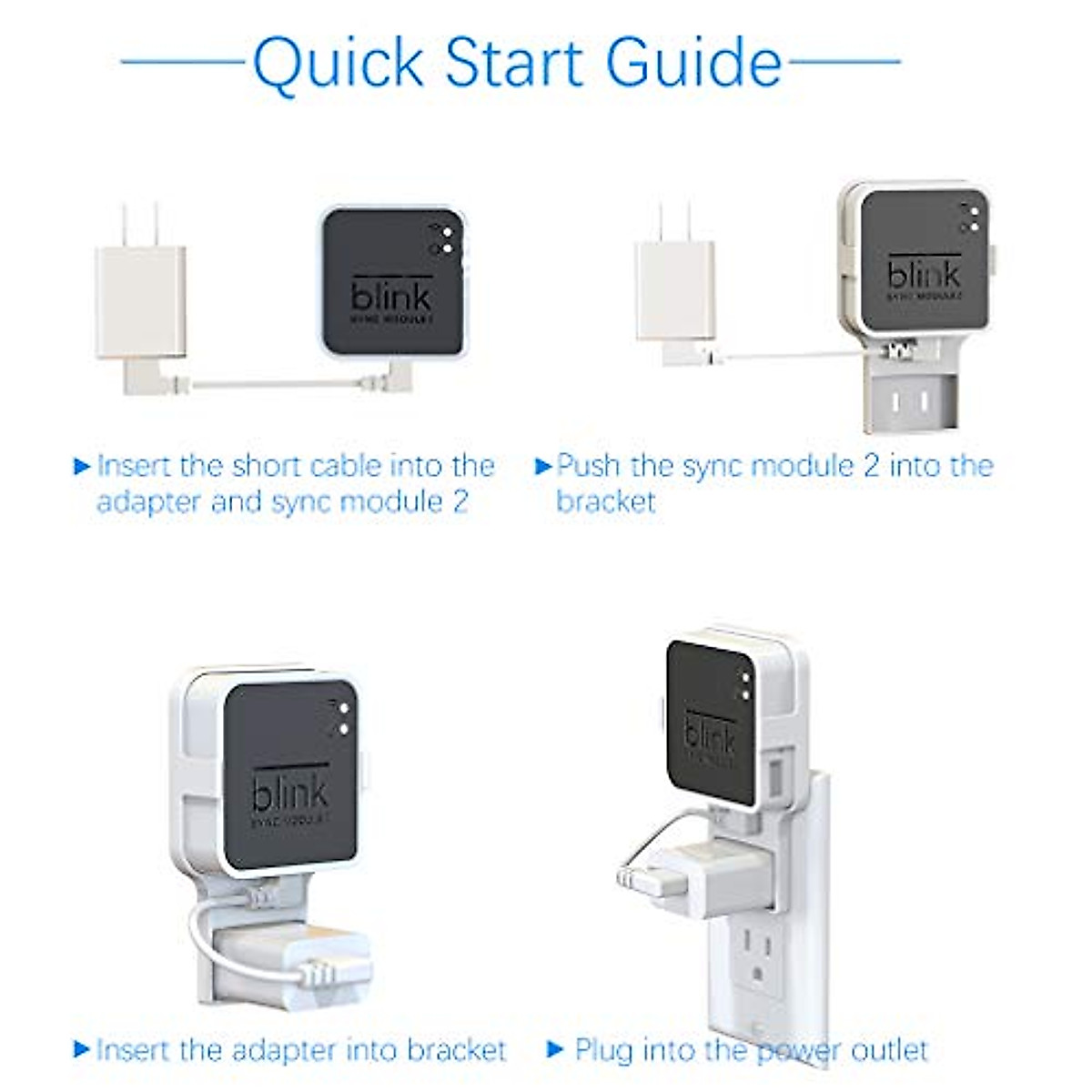 Outlet Wall Mount for Blink Sync Module 2, Mount Bracket Holder for Blink Outdoor Camera No Messy Wires Outdoor and Indoor Home Security Camera Mount with Short Cable (1 Pack)…