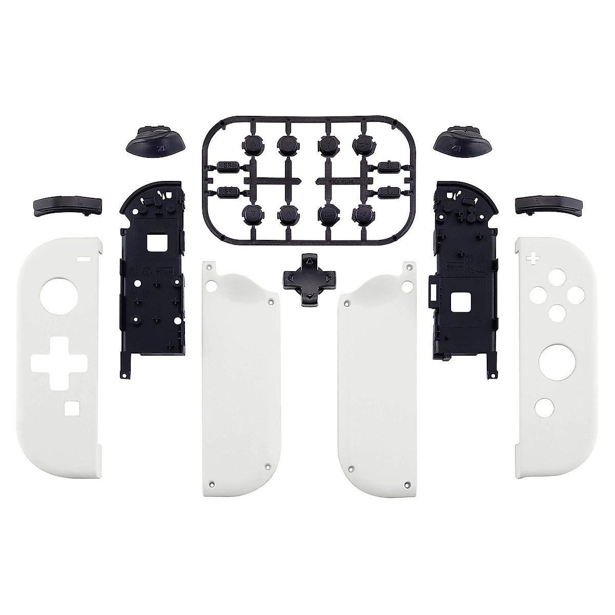 eXtremeRate Soft Touch Grip Back Plate for Nintendo Switch Console, NS Joycon Housing Shell (D-Pad Version) with Full Set Buttons, DIY Replacement Shell for Nintendo Switch - White