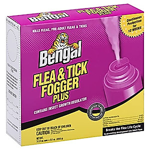 Bengal Flea and Tick Fogger Plus – 3 Pk Odorless Spray Treatment for Home Infestations – 12 Week Insect Killer, 3x2.7 oz