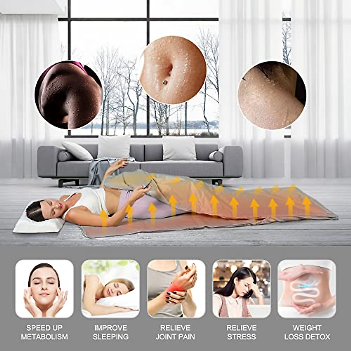 TaTalife Portable Far-Infrared Sauna Blanket, Digital Heat 2 Zone Sauna with Remote Control, Professional Home Sauna Heated Blanket Therapy for Recovery Wellness Relaxation
