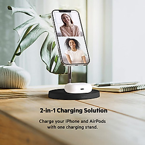 Belkin MagSafe 2-in-1 Wireless Charging Stand for Apple iPhone 16, iPhone 15, iPhone 14, & iPhone 13 Series & AirPods - MagSafe Fast Charging Station for Multiple Devices - Black