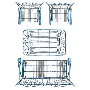 SAFAVIEH PAT5000C Collection Leah Victorian Antique Blue 4-Piece Patio Outdoor Set