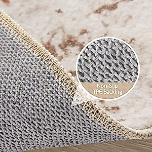 Area Rug Living Room Carpet: 5x7 Large Moroccan Soft Fluffy Geometric Washable Bedroom Rugs Dining Room Home Office Nursery Low Pile Decor Under Kitchen Table Light Brown/Ivory