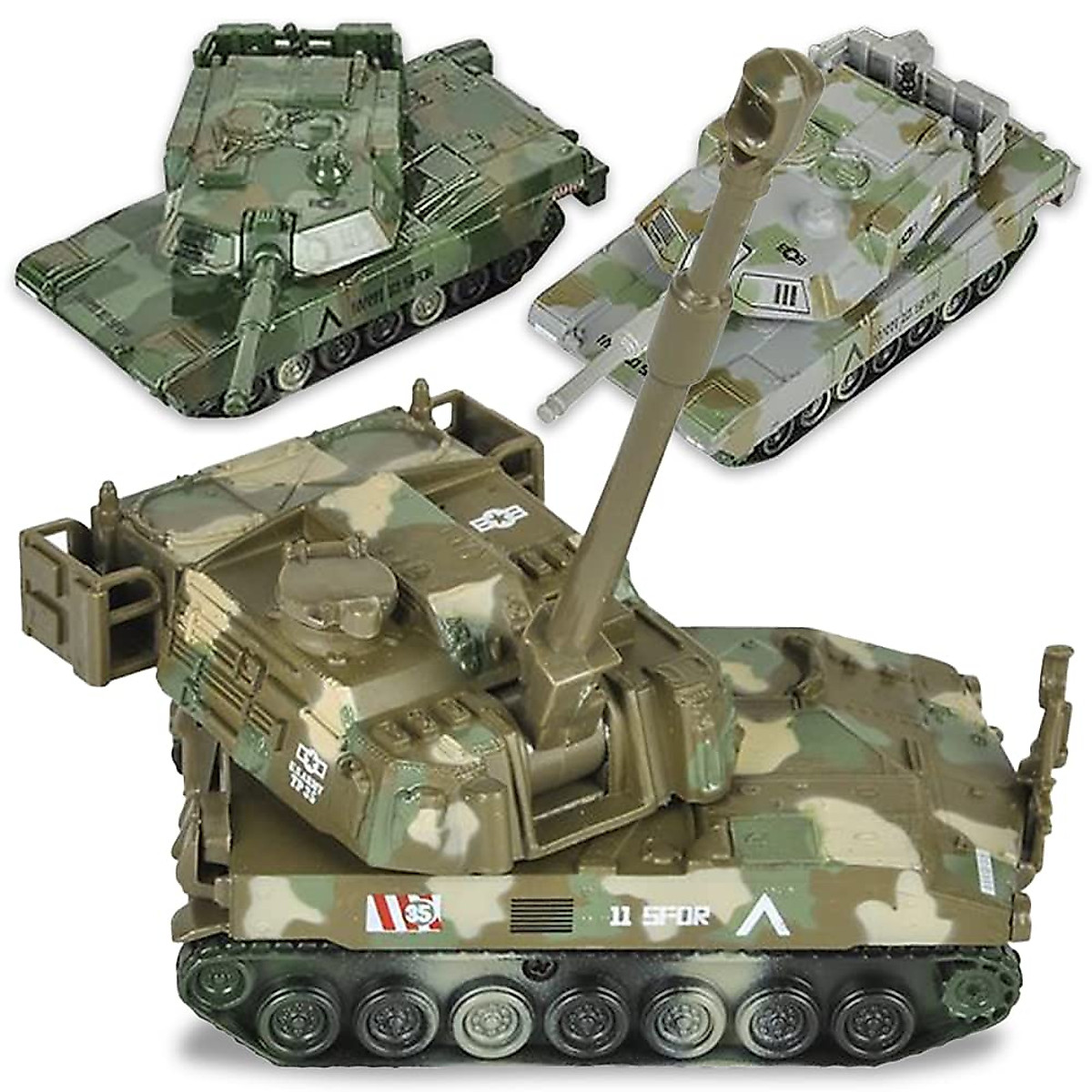 ArtCreativity 6” Long Pull Back Tank Toys, Set of 3, Diecast Military Vehicles, Camouflage Colors, Pullback Action, Army Toys for Boys & Girls, Fun Party Favors, Classroom Prizes, Gifts for Kids