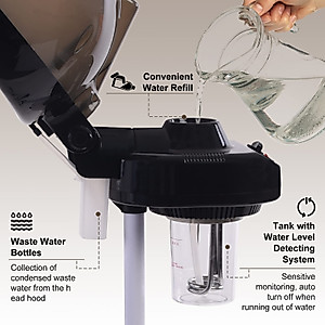 Icoget Standing Hair Steamer for Nature Black Hair, Hooded Heating Steam Cap for Deep Conditioning w/Adjustable Height and Angle, Hot Mist for Hydration and Color Processor, Home Salon Use