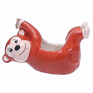 Hemoton Outdoor Pots 1pc Monkey Ceramic Flowerpot Succulent Office Pot Holder Animal Plant Porcelain Succulent Pots Pottery Table Succulent Planter Bonsai Landscape Ceramics Succulents