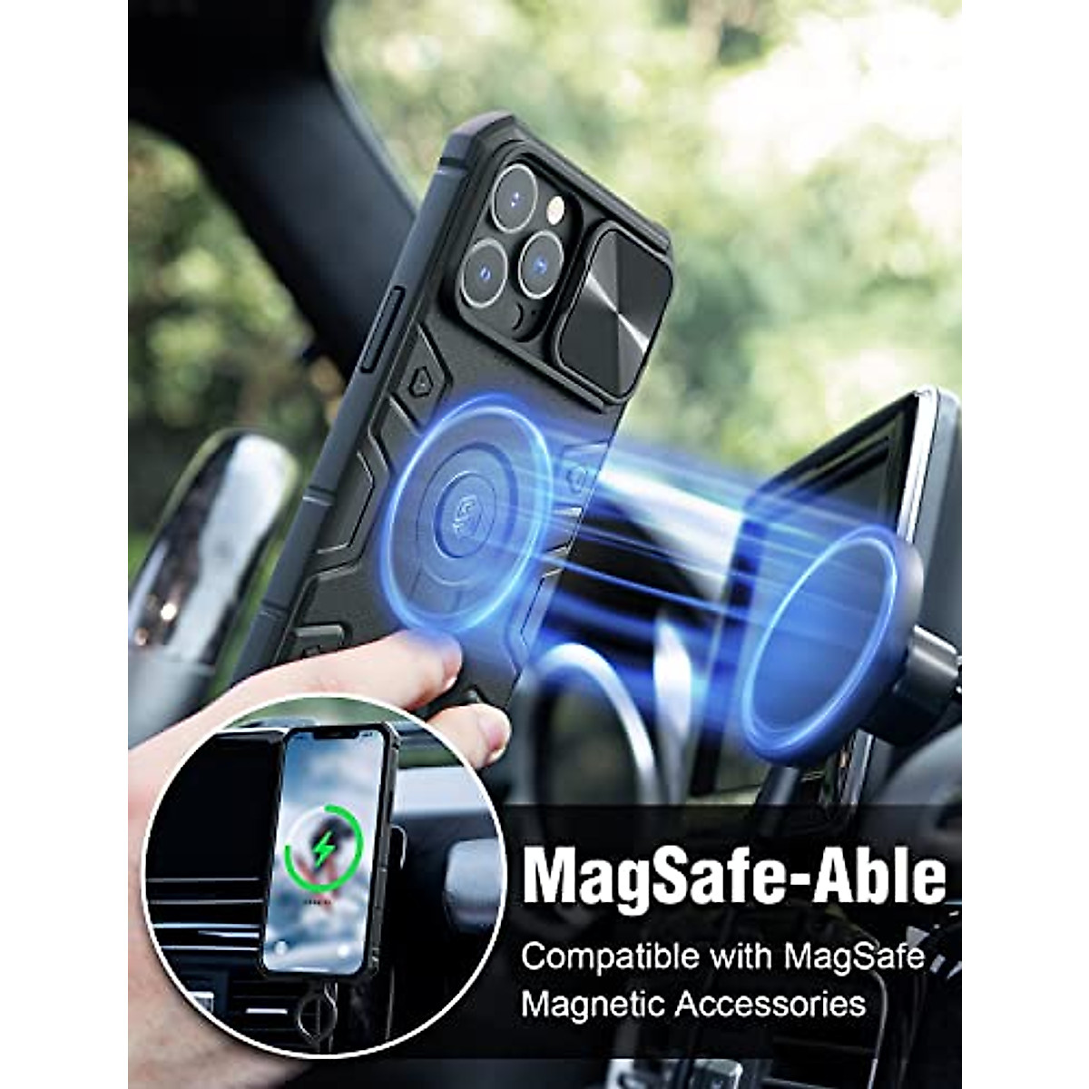 Nillkin [2022 Upgraded] iPhone 13 Pro Max Case [Compatible with MagSafe] [Slide Camera Cover] [Multifunctional Kickstand] Heavy Duty Protection Armor Case for iPhone 13 Pro Max 6.7'' Blue