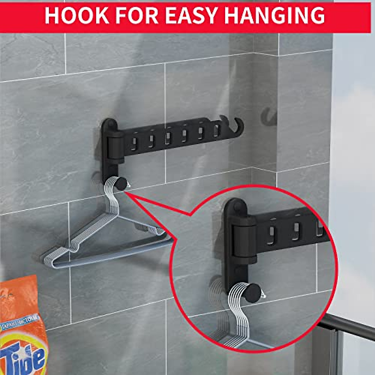 JOOM Laundry Drying Rack Wall Mounted Clothes Drying Rack Clothes Hanger Black