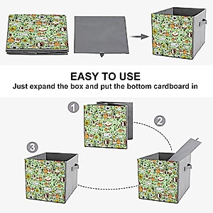 Nudquio Wild Guinea Pig Folding Storage Bins with Handles 10.6 Inch Collapsible Fabric Cubes Organizer Boxes Apply to Drawers Home Closet Shelf