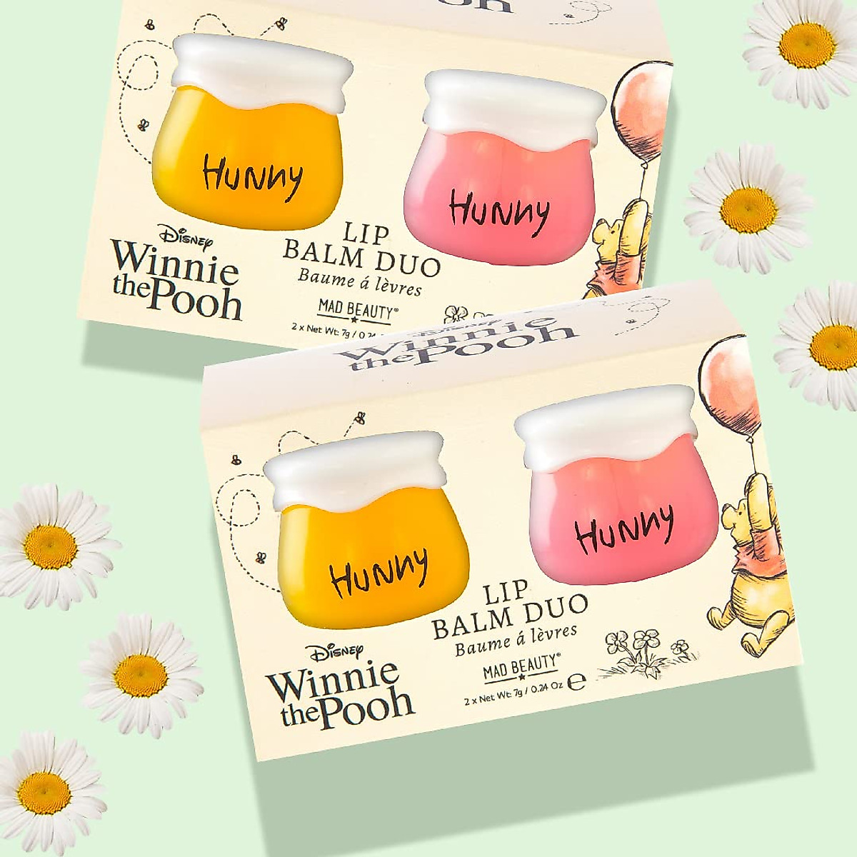 Mad Beauty Disney Winnie the Pooh Honey Pot Lip Balm Duo | Cruelty-Free | Vanilla & Honey Scents | Skincare Gifts for Women, Adults and Kids