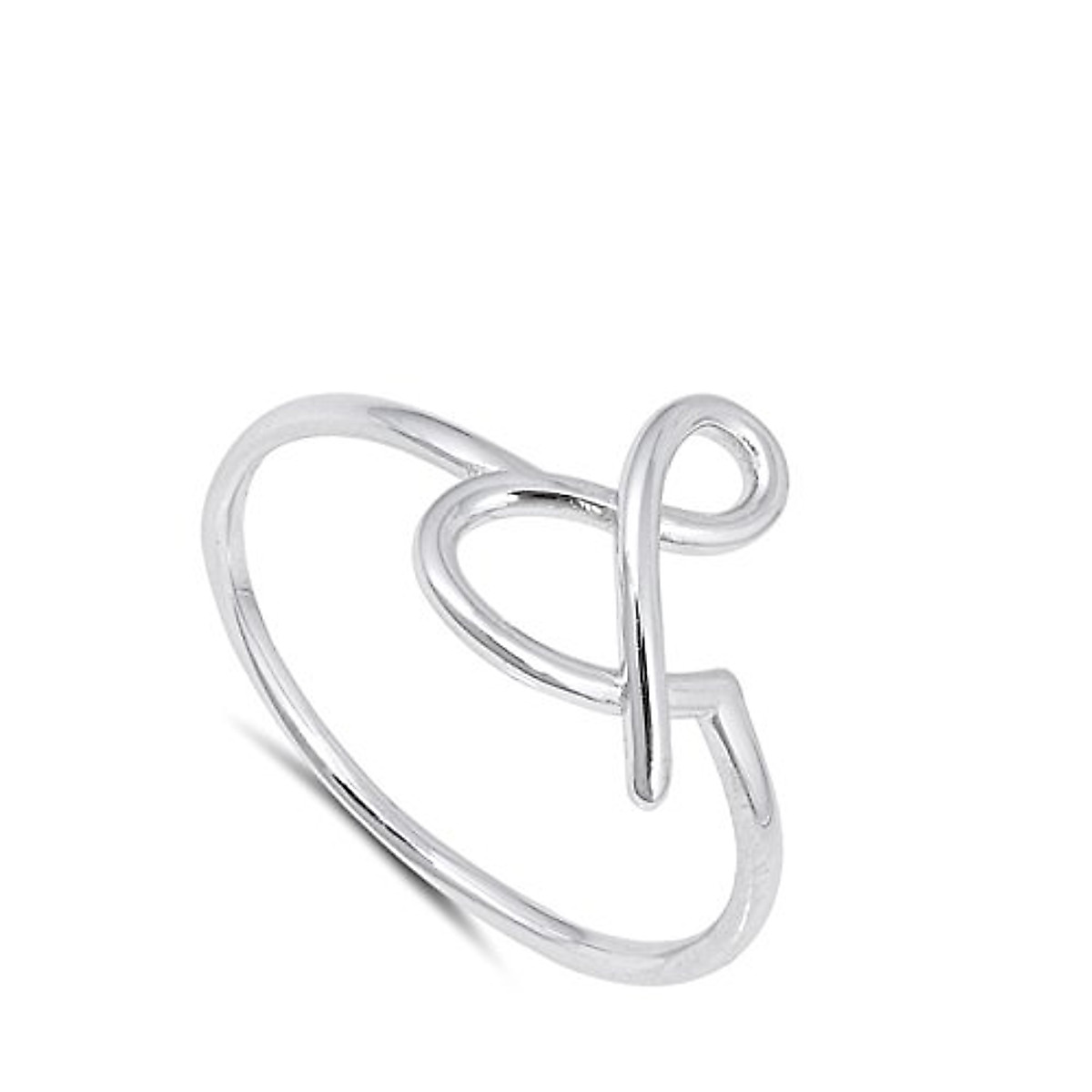 Ampersand & Sign Script English Word Ring Sterling Silver And Band Size 8