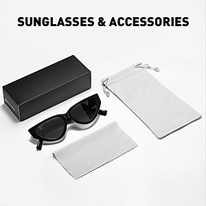 Cat Eye Sunglasses for Women Men Trendy Cateye Women's Vintage Classic Retro Sun Glasses(Black/Grey)