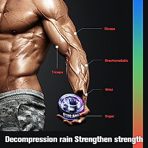 JIN BD Wrist Trainer/Strengthener Gyro Ball Auto-Start Gyroscopic Forearm Exerciser for Strengthen Arms, Fingers, Wrist Bones and Muscles （Black Without Light）