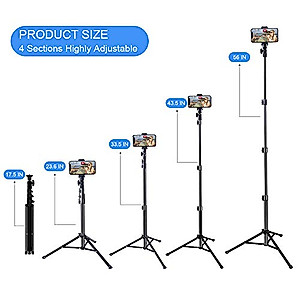 Selfie Stick Tripod, SAVEYOUR 51" Extendable Tripod Stand with Universal Phone/Pad Clip, Remote Shooting Compatible with iPhone & Android Devices, Phone Tripod for Video Shooting, Vlog, Selfie