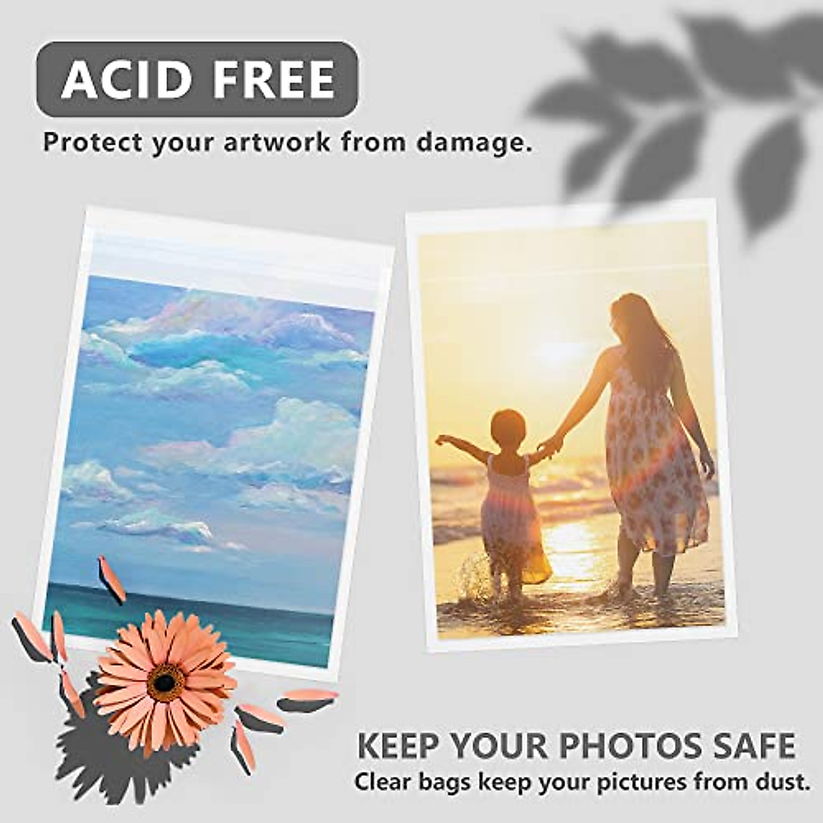 Somime 50 Pack Acid-Free Crystal Clear Sleeves Storage Bags for 8.5x11 Art Prints/Pictures/Photos/Framing Mat Mattes (Bag Size: 9"x11 3/7")