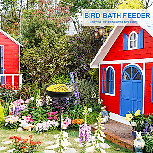 AUHOKY Freestanding Birdbaths Bowl for Outdoor, Lightweight Detachable Outdoor Bird Bath with Sturdy Metal Stake, Adjustable Birdfeeder for Garden Patio Yard Lawn Decoration (Black)