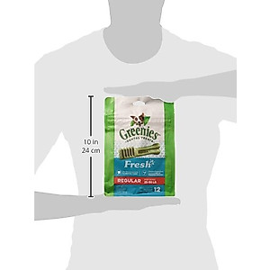 GREENIES Regular Natural Dog Dental Care Chews Oral Health Dog Treats Fresh Flavor, 12 oz. Pack (12 Treats)