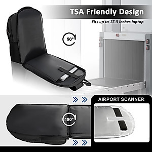 ANTERK Travel Backpack, Extra Large Laptop Backpack, TSA Business Backpack Durable 17.3 Inch School Backbag with USB Port, Anti Theft Computer Backpack Christmas Gifts for Men Women, Black