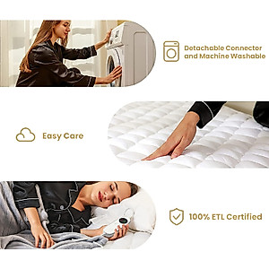 Heated Mattress Pad California King Size with 9 Heat Settings Controller Quilted Electric Mattress Pad Fit Up to 21 Inch