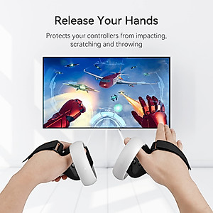 KIWI design Controller Grips Cover Compatible with Quest 2 Accessories, Silicone Grip Cover Protector with Knuckle Straps (Black, 1 Pair)