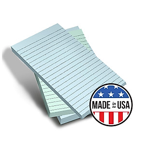 MoreWith Lined Sticky Notepads, 4x6, Pack of 3 Sticky Notes, Pastel Colors (Blue, Green), 100 Sheets Per Pad, Recyclable & Eco-Friendly
