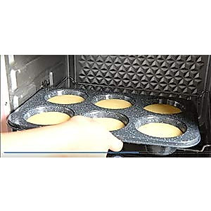 Monfish Jumbo Muffin Pan Extra Large Cupcake Tins 3.5x1.77 Cup Carbon Steel Non Stick Coating Black Granite Finish