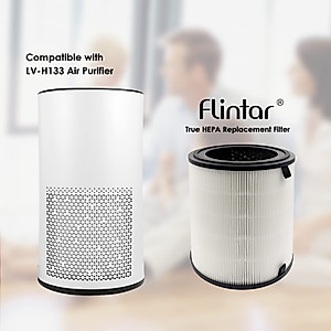Flintar LV-H133 H13 True HEPA Replacement Filter, Compatible with LEVOIT LV-H133 MetaAir Tower Air Purifier, Made in TAIWAN, H13 Grade True HEPA, Part Number LV-H133-RF, 1-Pack