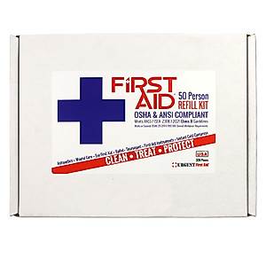 OSHA & ANSI First Aid Kit Refill/Upgrade, 50 Person, 208 Pieces, ANSI 2021 Class B - Includes Splint, Tourniquet, Tools, Single dose and More: Fill Your kit or use to Upgrade to Current regulations…