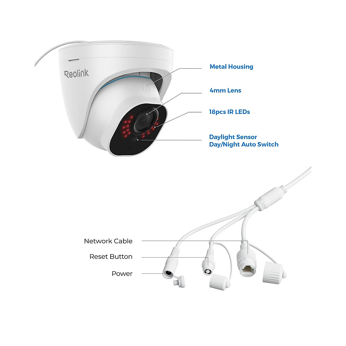 REOLINK 4K Security Camera Outdoor System, IP PoE Dome Surveillance Camera with Human/Vehicle Detection, 100Ft 8MP IR Night Vision, Work with Smart Home, Timelapse, Up to 256GB SD Card, RLC-820A