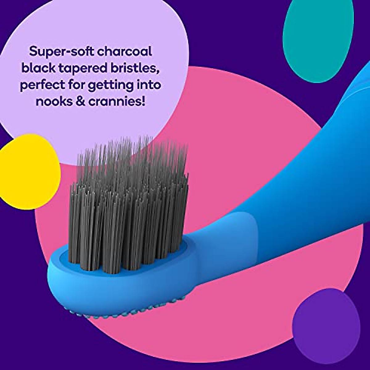 BURSTkids Electric Toothbrush Replacement Heads - Charcoal-Infused, Soft Bristles for Deep Clean, Stain Removal, Healthy Smile and Fresh Breath, 3PK, Pink