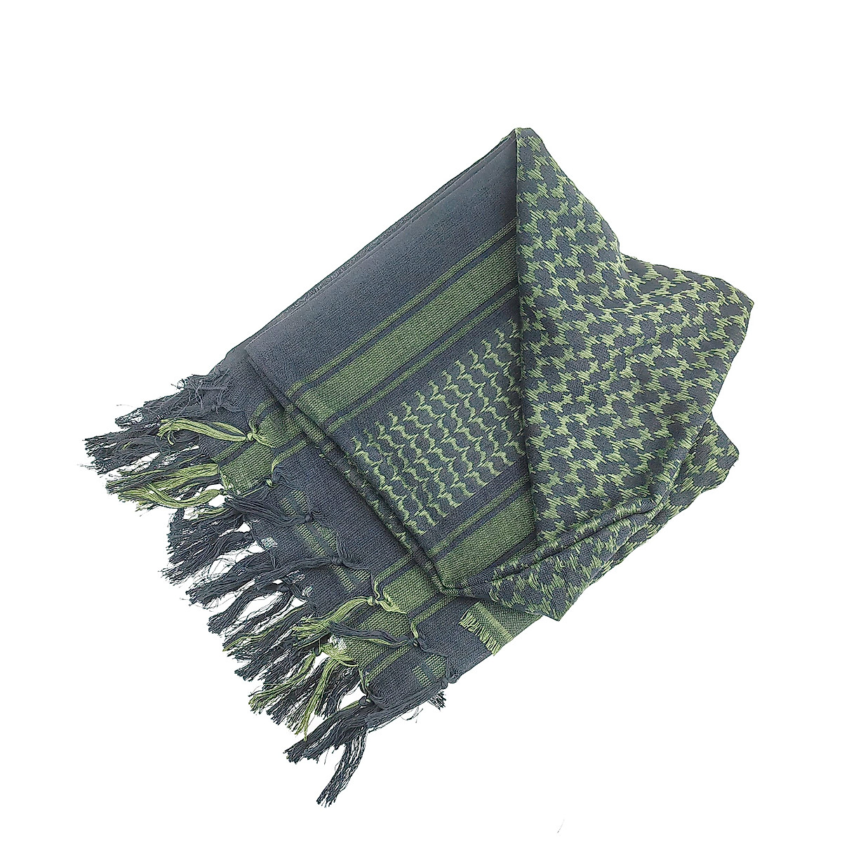 Luxns Military Shemagh Tactical Desert Scarf / 100% Cotton Keffiyeh Scarf Wrap for Men And Women/Black Green 43"x43"