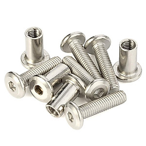 Screw Post Fit for 5/16" (8mm) Hole Dia, Male M6 x 16mm Belt Buckle Binding Bolts Furniture Screws, 304 Stainless Steel 18-8, 10 Sets