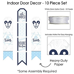 Big Dot of Happiness It’s Twin Boys - Hanging Vertical Paper Door Banners - Blue Twins Baby Shower Wall Decoration Kit - Indoor Door Decor
