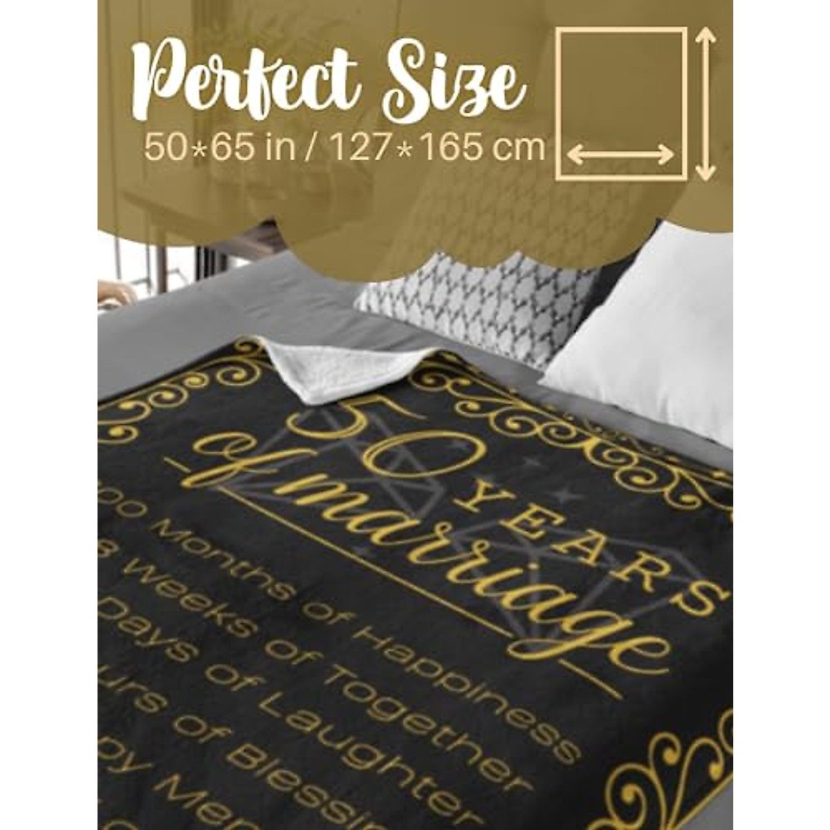 InnoBeta 50th Wedding for Couple and Parents, Valentine's Day Gifts, 50th Anniversary Blanket for Golden Wedding, Soft Throw Blanket 50"x65"