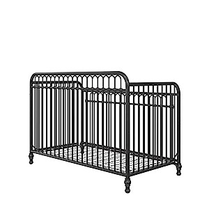 Little Seeds Raven 3-in-1 Convertible Metal Crib, JMPA Certified, Black