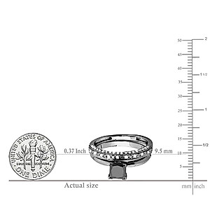 Dazzlingrock Collection 1.50 Carat Princess Black & Round White Diamond Wedding Ring Set for Women in Black Plated 10K White Gold Size 6.5