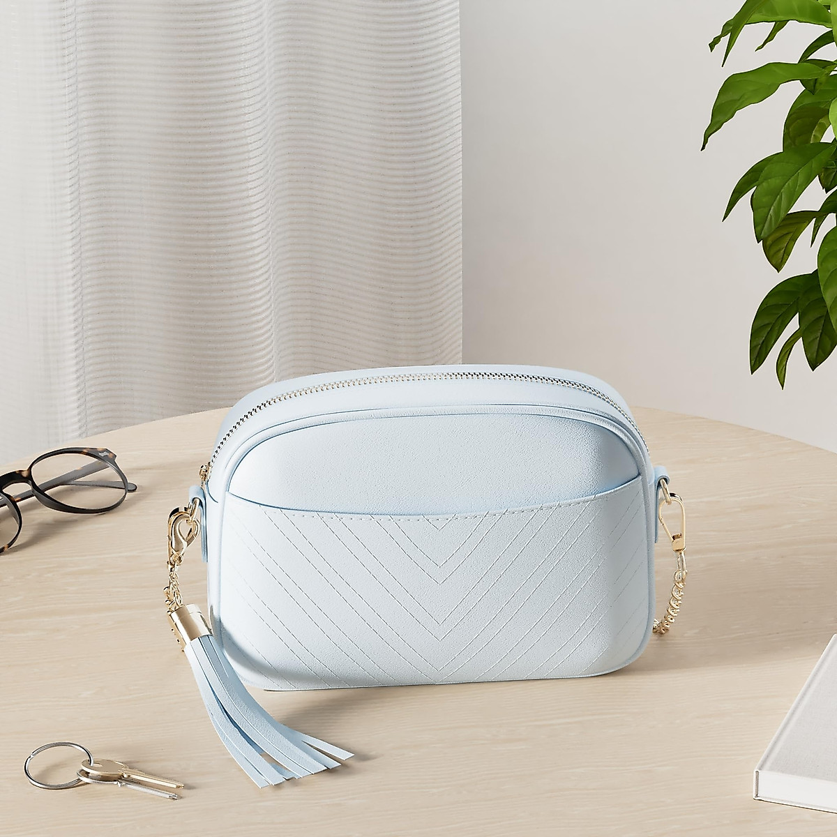 lola mae Quilted Crossbody Bag, Trendy Design Shoulder Purse (Nude)