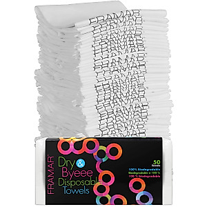 FRAMAR Disposable Towels for Salon, Hair Towels for Women, Salon Towels Bleach Safe White Spa Towels for Hair Drying Towel, White Towels Bulk, White Gym Towels Pack – 50 Pack Disposable Towel