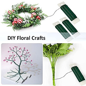 Zeanla Green Floral Wire,Christmas Wire Wreath Wire 3 Pack 118 Yards 22 Gauge Flexible Paddle Wire Florist Wire Green Wire for Crafts,Christmas Wreaths Tree,Garland and Floral Flower Arrangements