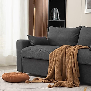 Panana Loveseat Sofa 2 Seater and 3 Seater Modern Couch, Fabric Couch with Under Storage Seat Cushion,Track Armrest, Comfy Couches for Small Spaces, Living Room (Dark Gray Linen Fabric, 2 Seater)