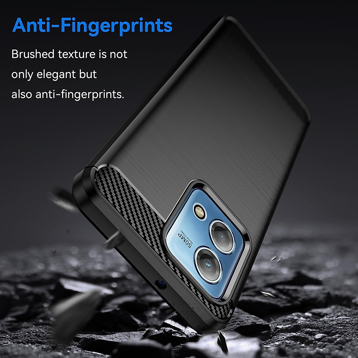 Osophter for Moto G Stylus 2023 Phone Case: with 2pcs Screen Protector Shock-Absorption Flexible TPU Rubber Protective Cover for Motorola G Stylus 2023 4G(Black)