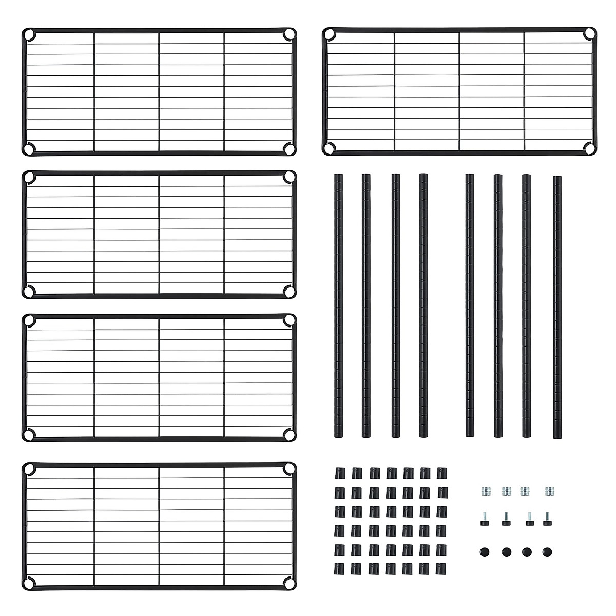 5 Tier Wire Shelving Unit Storage Rack, Metal Heavy Duty Utility Organizers, Organization Units for Products Plant Pantry, Garage, Laundry Racks Durable Shelf Stand,14"W x 30"L x 60"H, Black