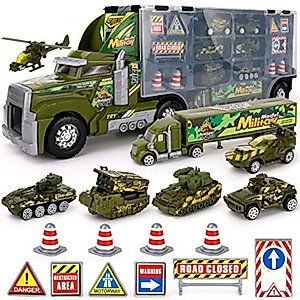 Big Daddy Army Transport Truck Military Toy Truck with Lights and Sound Emergency Quick Release Effect