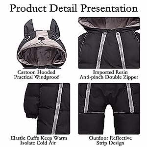 ALLAIBB Toddler Baby Boy Girl Winter Snowsuit Coat Thick Outwear Warm Hood Snow Suit Jumpsuit