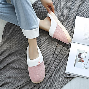 NineCiFun Women's Slippers Scuff Comfy Lightweight House Shoes Slip on Memory Foam Bedroom Slippers Indoor Outdoor Home Shoes with Soft Terry Lining（Pink，7-8）