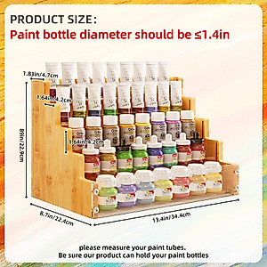 LUMAMU Paint Organizer, 5 Tiers Craft Paint Storage Organizer, Bamboo Paint Holder Organizer for 2oz Paint Tube and Bottles, Paint Storage Rack for Miniature Paints