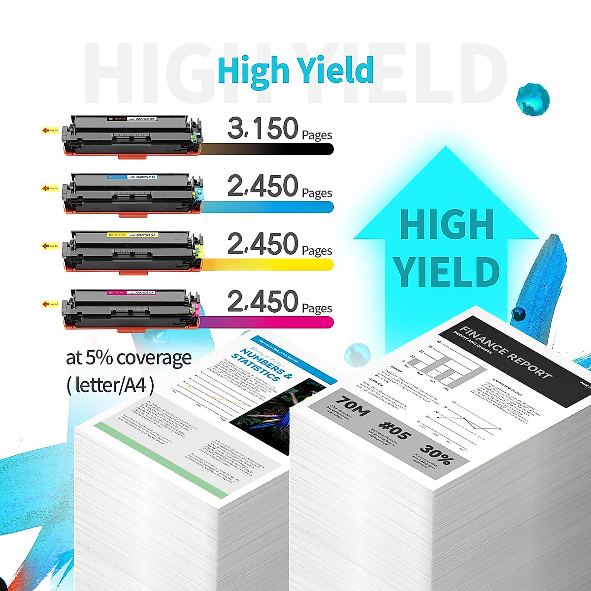 JINTUM 206X Compatible Toner Cartridges Replacement for HP 206X 206A Toner Cartridge for MFP M283fdw M283cdw M283fdn M282nw M255dw M255nw Priner (with Chip)